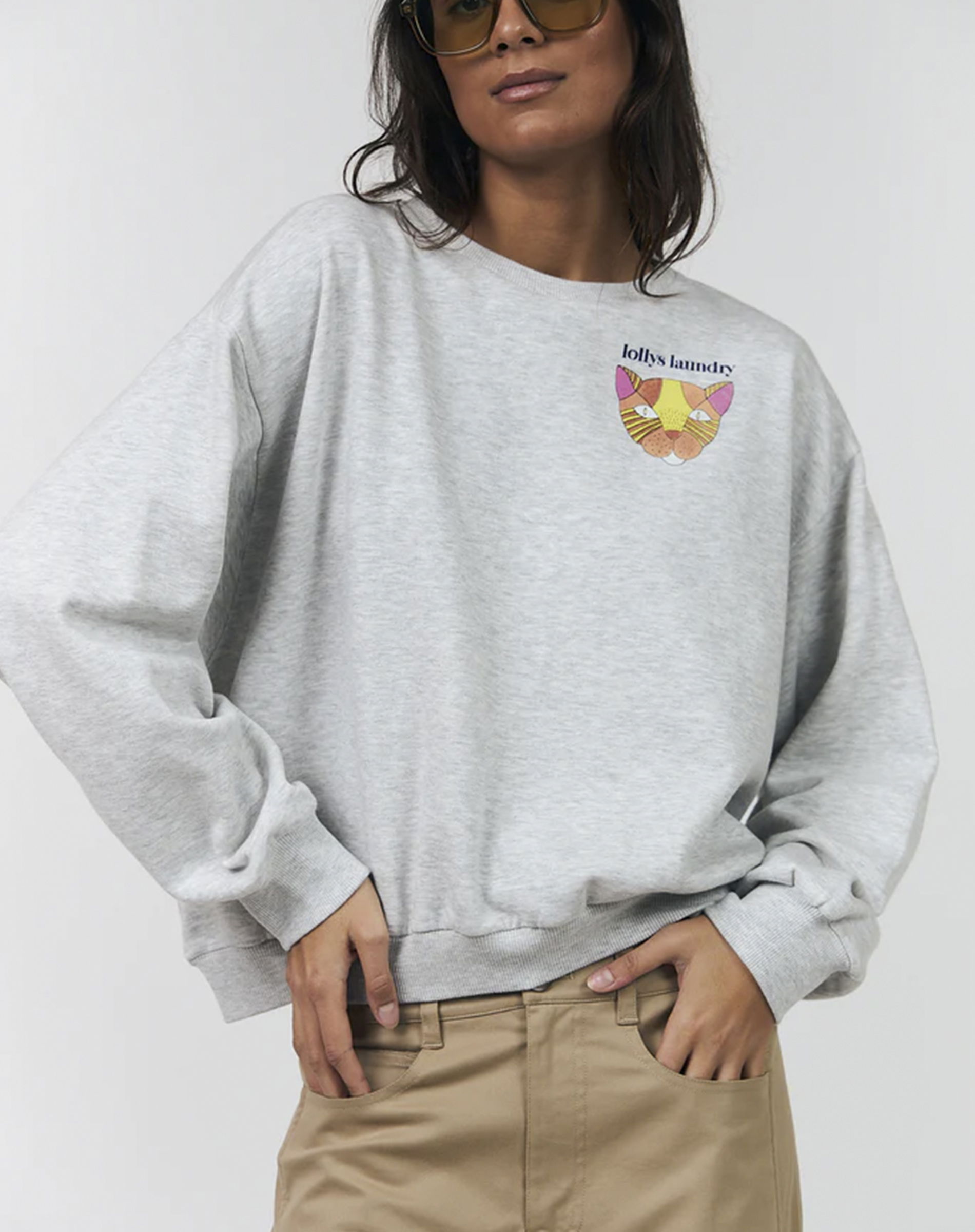 Sydney LL Cat Sweatshirt - Light Grey Melange | 13 LIGHT GREY MELANG ...