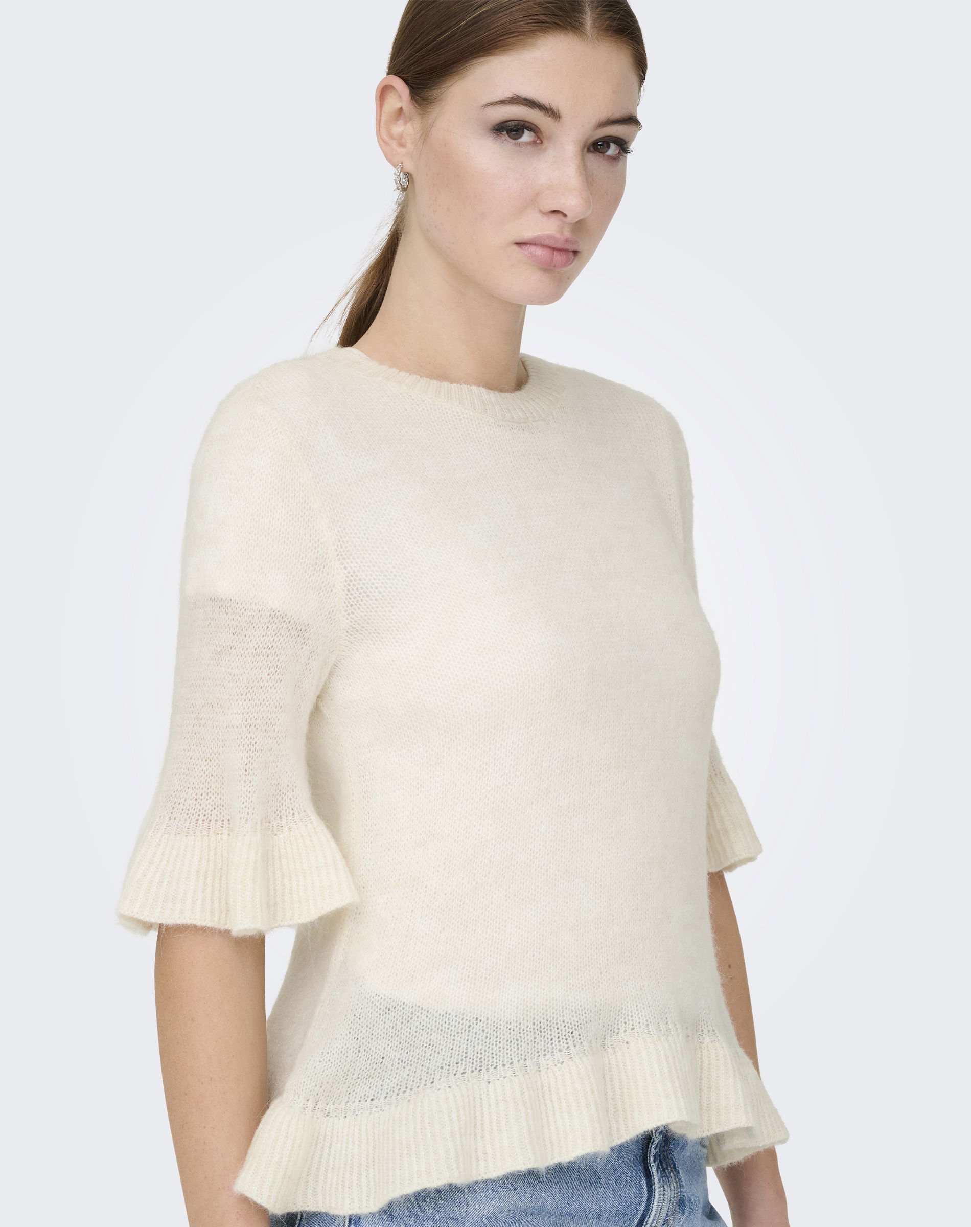 Only - ONLElla SS Frill O-Neck Srik