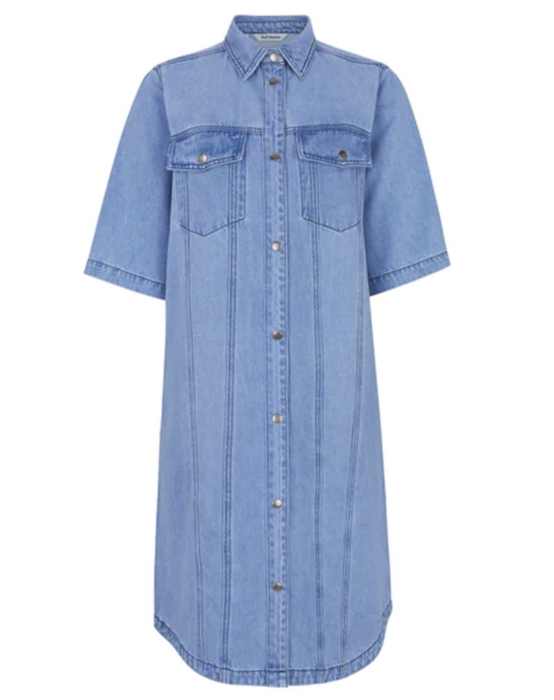 Soft Rebels Catalina Kjole i Denim - byKalstrup